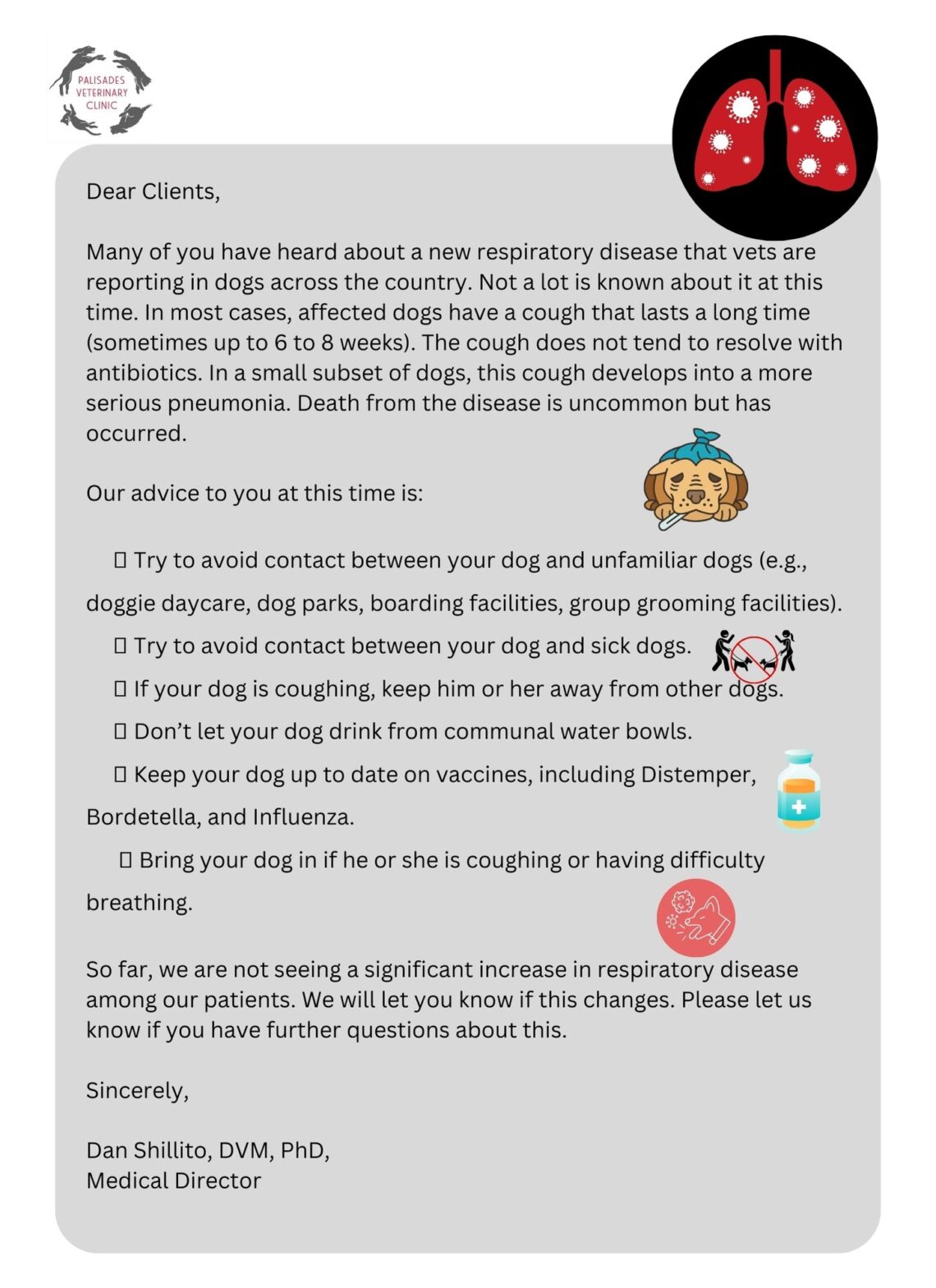 Respiratory Virus Update from Palisades Veterinary Clinic – Woof Tales